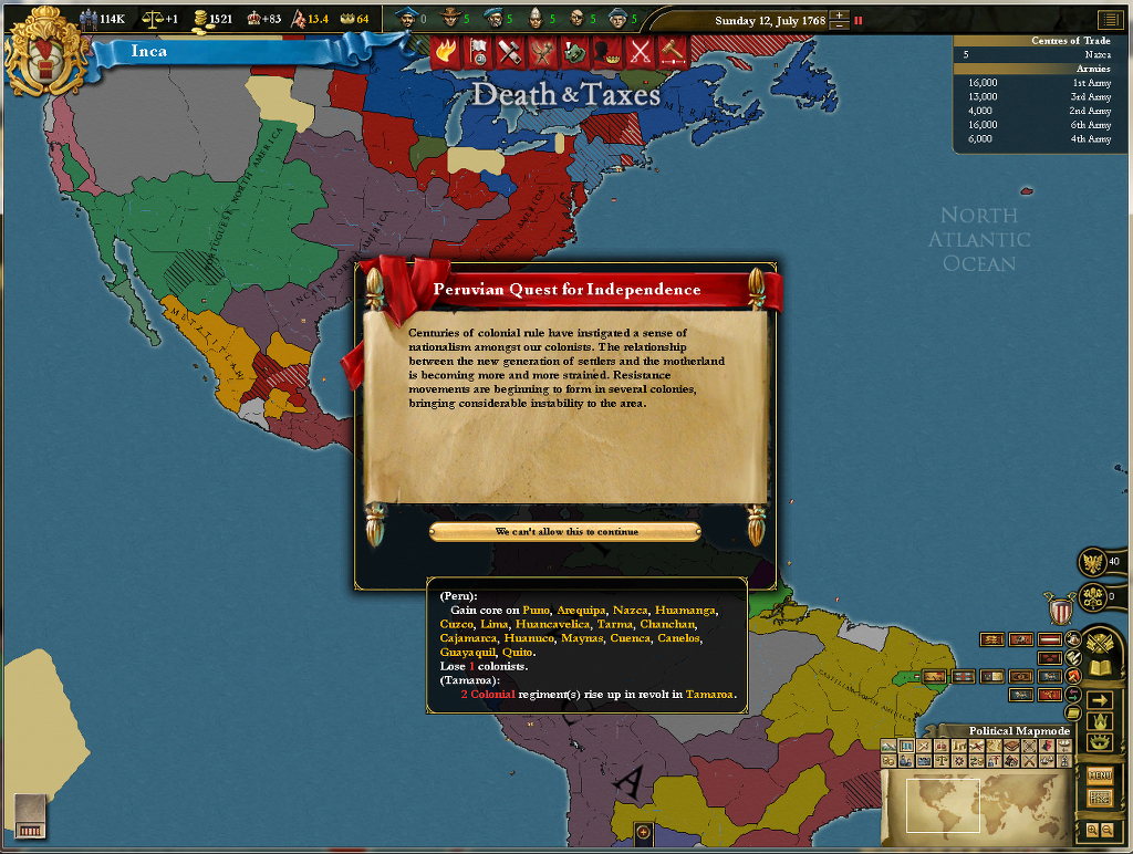 [Death and Taxes 9.2] 잉카 제국 플레이 AAR. XLVIII - Inca is Mine - Europa ...
