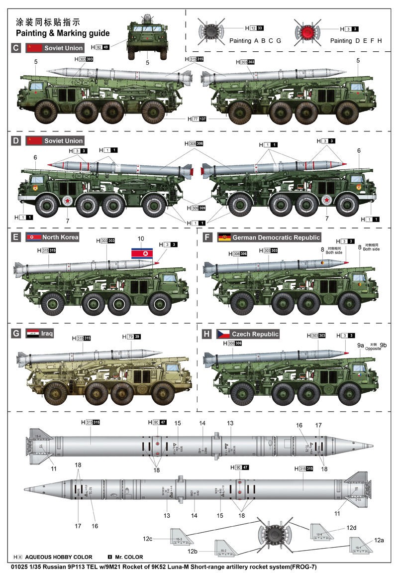 Russian 9P113 TEL w/9M21 Rocket of 9K52 Luna-M Short-range artillery ...