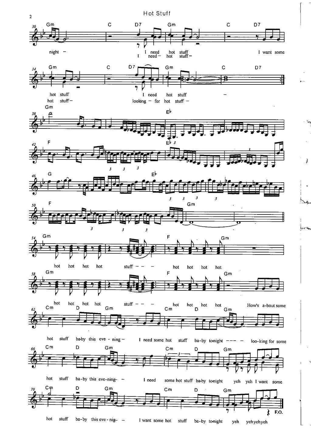 Donna Summer 'Hot Stuff' 멜로디악보 - ┃ 멜로디악보1(손님) ┃ - M music 아카데미