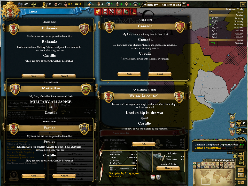 [Death and Taxes 9.2] 잉카 제국 플레이 AAR. XLVIII - Inca is Mine - Europa ...