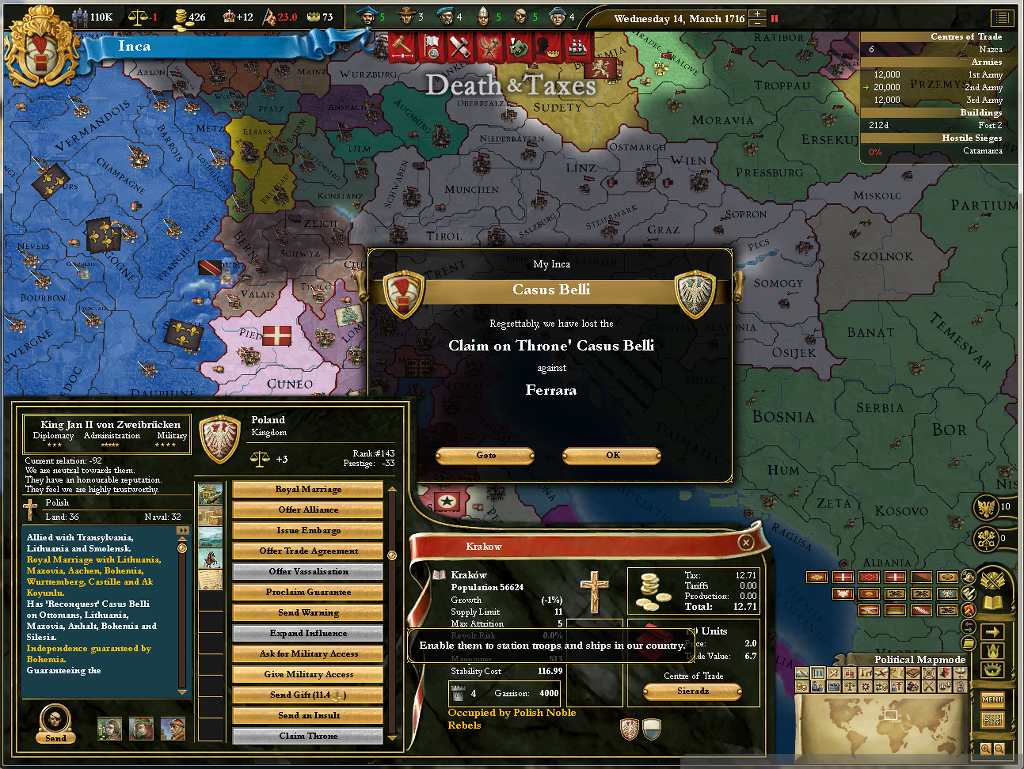 [Death and Taxes 9.2] 잉카 제국 플레이 AAR. XLII - Inca no Shiranai Monogatari ...