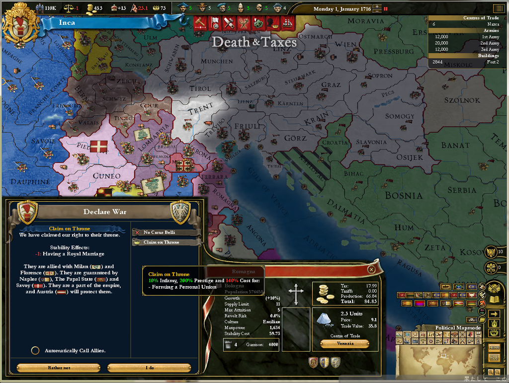 [Death and Taxes 9.2] 잉카 제국 플레이 AAR. XLII - Inca no Shiranai Monogatari ...