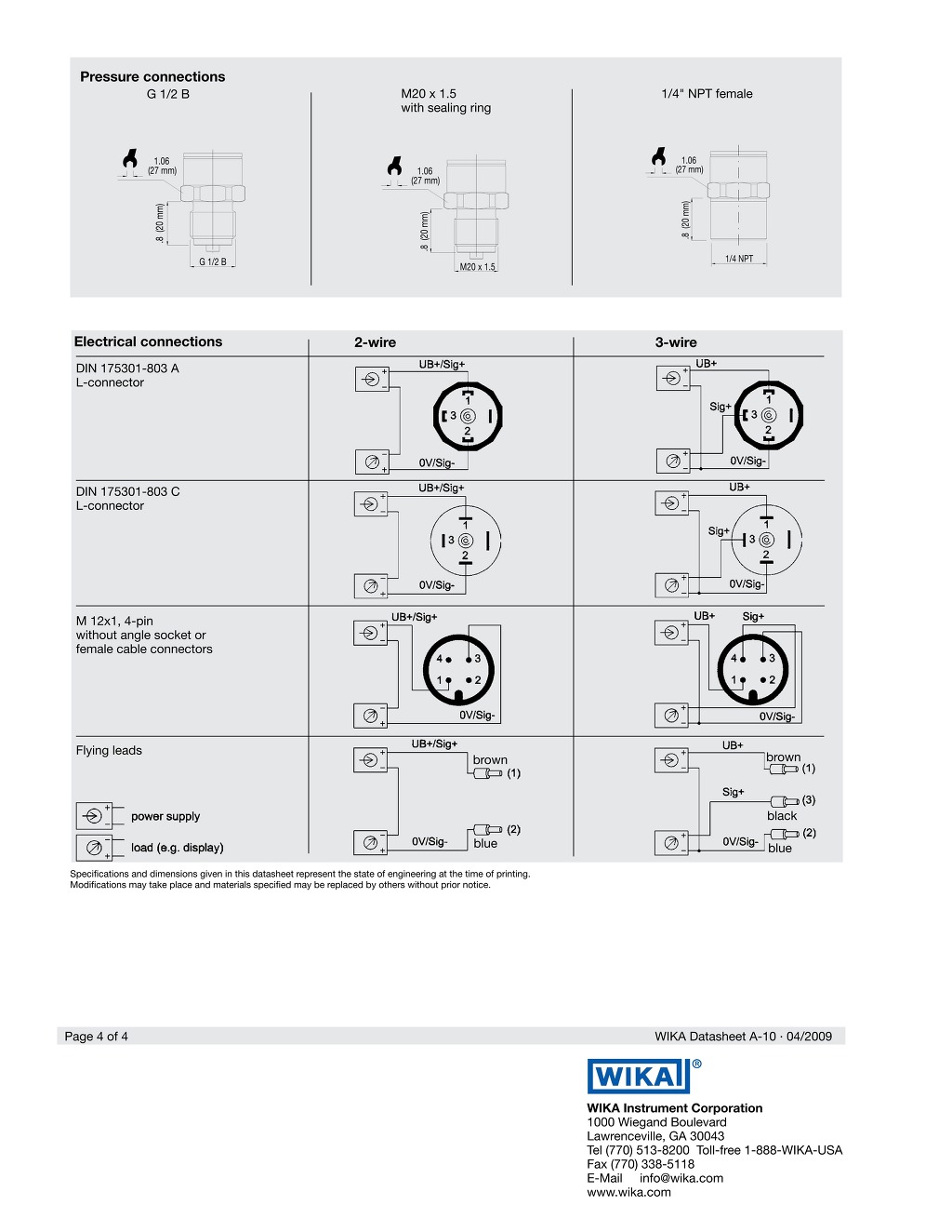 [A-10] WIKA Pressure Sensor 비카압력센서 - 압력센서(Pressure Tranducer, etc ...