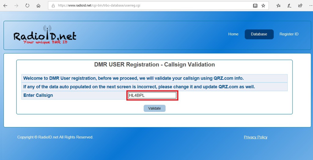 DMR ID 등록 사이트 변경되었습니다 (DMR ID 등록법 재작성) - CCS - 한국 D-STAR User Group