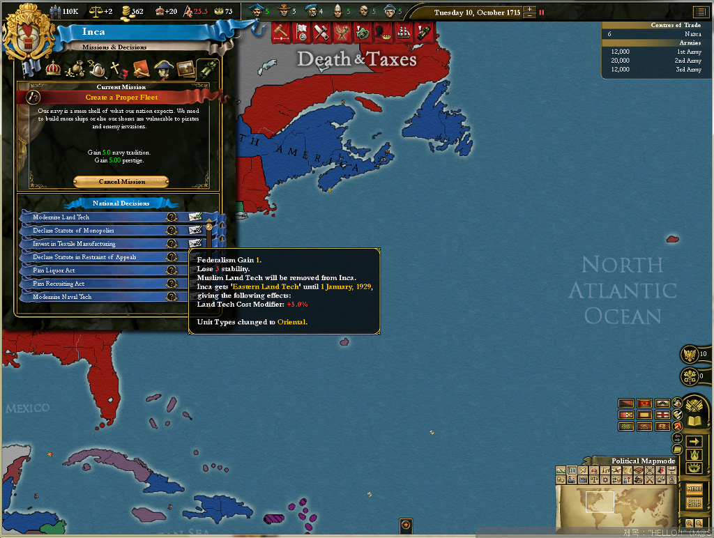 [Death and Taxes 9.2] 잉카 제국 플레이 AAR. XLII - Inca no Shiranai Monogatari ...