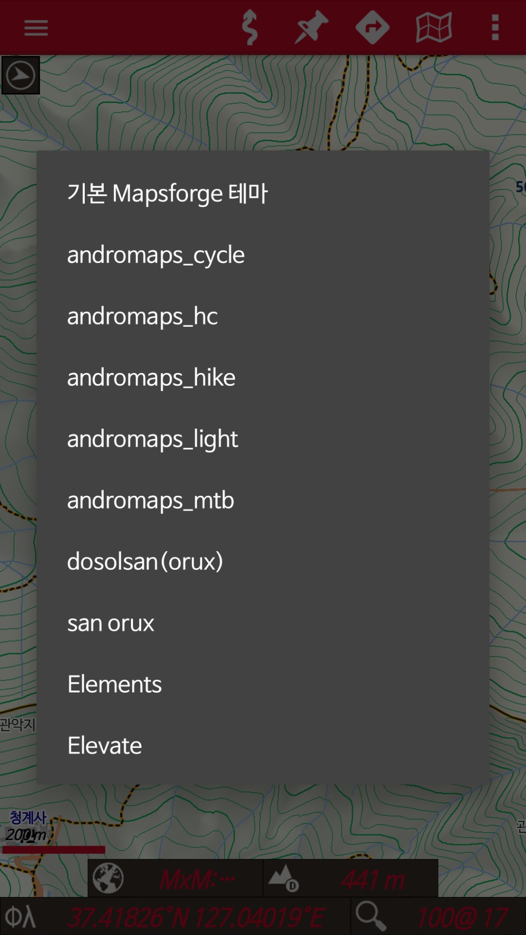 오룩스용 등산로파일 Mapforge테마 파일 - OruxMaps 기초 - 안드로이드 gps & earth