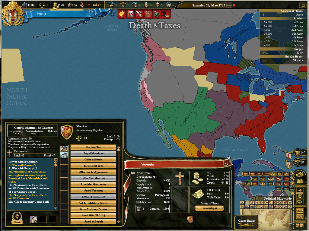 [Death and Taxes 9.2] 잉카 제국 플레이 AAR. XLVIII - Inca is Mine - Europa ...