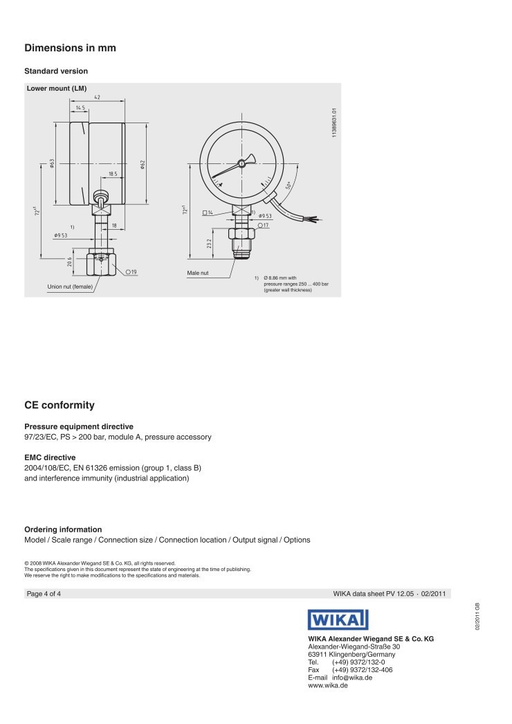 WIKA Pressure Switch [PGT23 Series] 비카압력스위치 - 압력스위치(Pressure Switch) - KOREA EL-FLOW Instrument