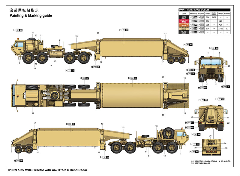 M983 Tractor with AN/TPY-2 X Band Radar # 01059 [1/35th Trumpeter Made ...