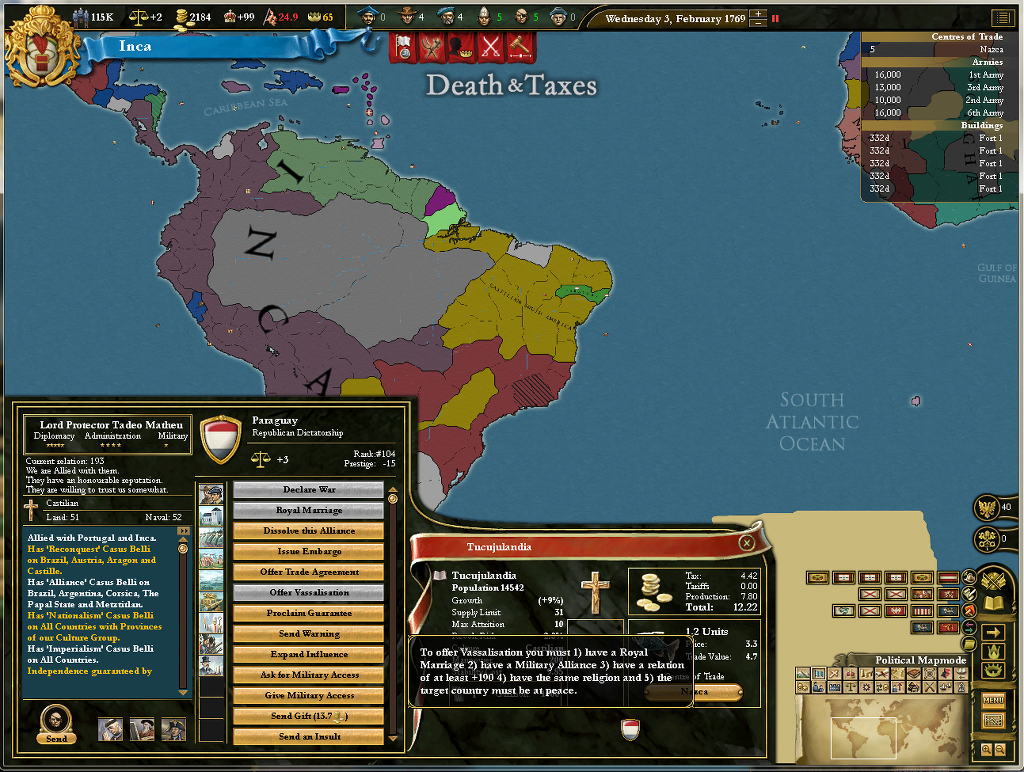 [Death and Taxes 9.2] 잉카 제국 플레이 AAR. XLVIII - Inca is Mine - Europa ...