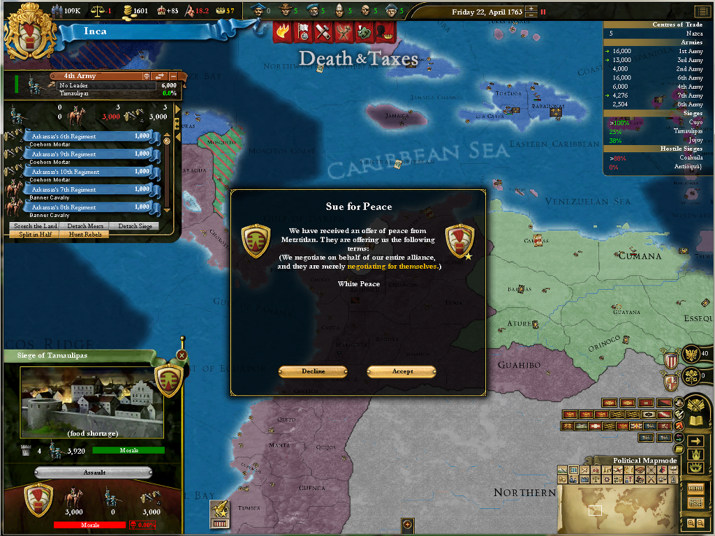 [Death and Taxes 9.2] 잉카 제국 플레이 AAR. XLVIII - Inca is Mine - Europa ...