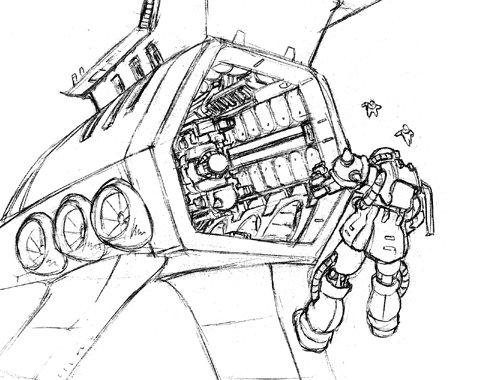 지온군의 경순양함 무사이급 (Principality of Zeon space force's light cruiser Musai ...