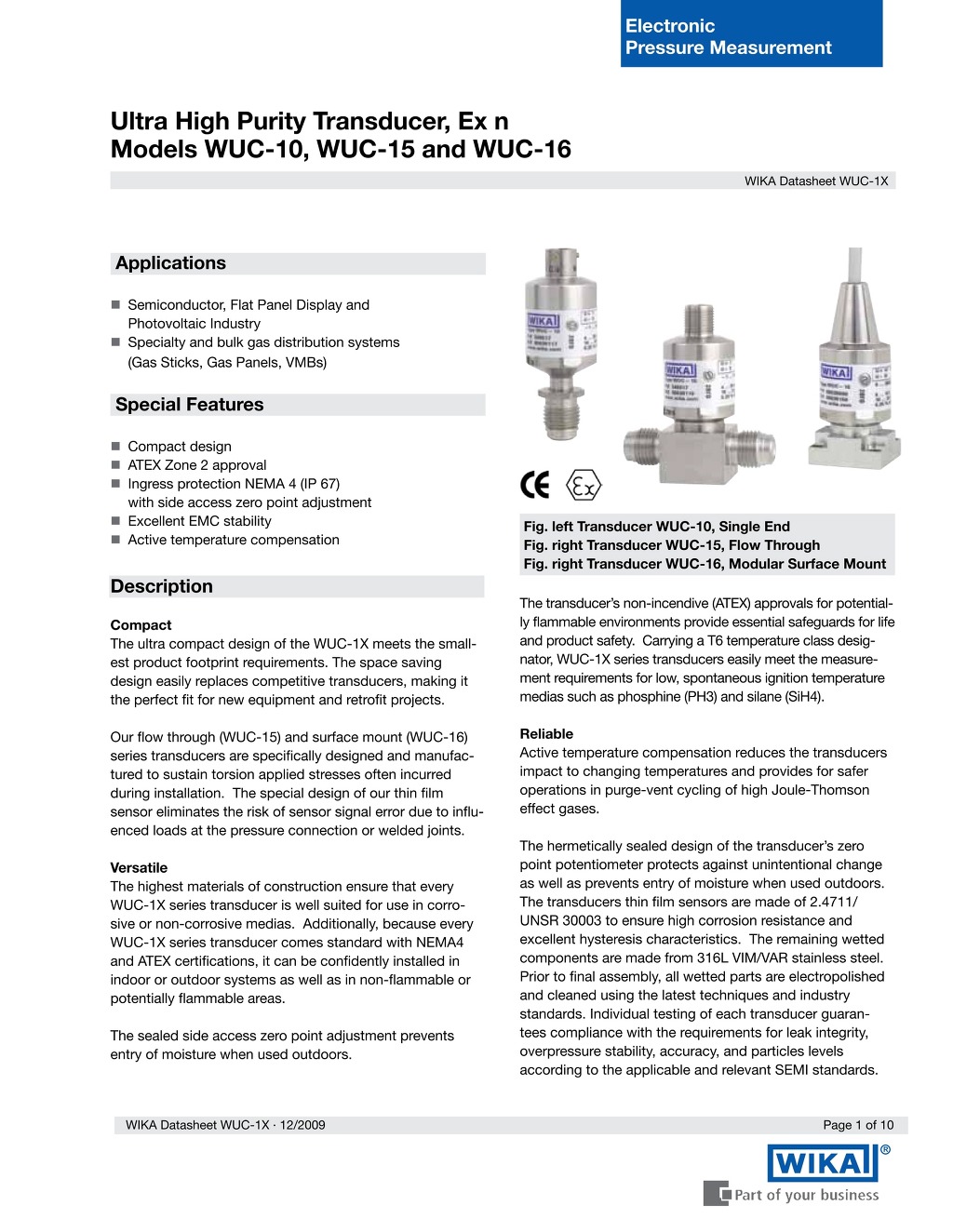 [WUC-1X] WIKA VCR Sensor 비카압력센서 - 압력센서(Pressure Tranducer, etc ...