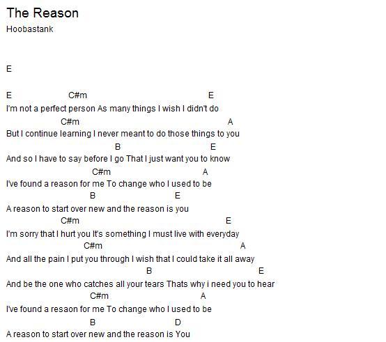 hoobastank - the reason - 악보 공유해요! - 통기타운
