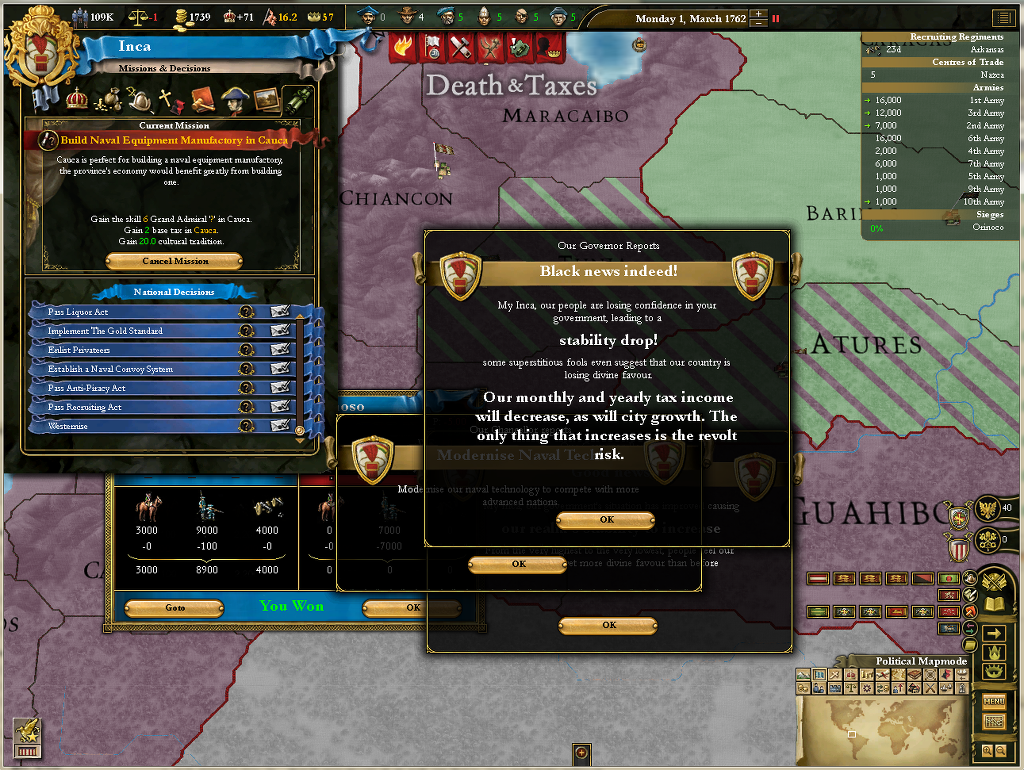 [Death and Taxes 9.2] 잉카 제국 플레이 AAR. XLVIII - Inca is Mine - Europa ...