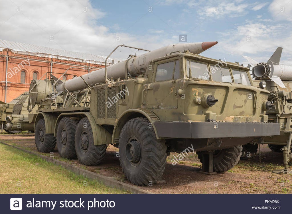 Russian 9P113 TEL w/9M21 Rocket of 9K52 Luna-M Short-range artillery ...