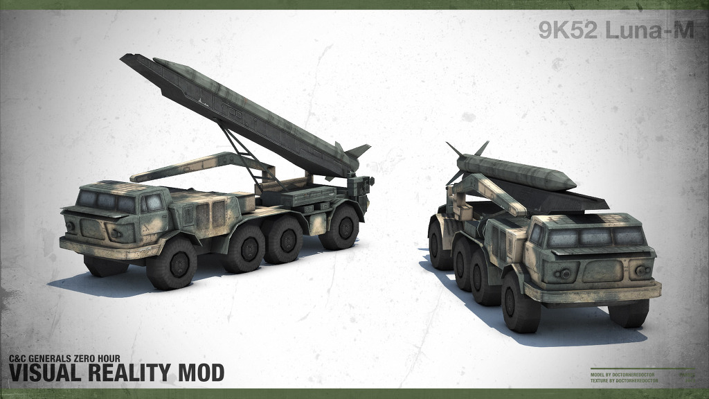 Russian 9P113 TEL w/9M21 Rocket of 9K52 Luna-M Short-range artillery ...