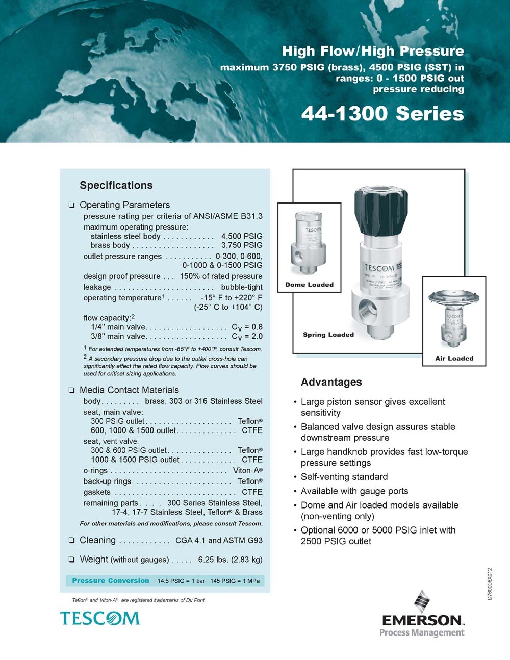 테스콤 레귤레이터 TESCOM Regulator [44-1300 series] - 압력조정기(Pressure Regulator ...