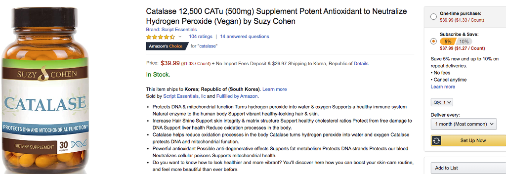 Re:Re: Catalase, a remarkable enzyme: targeting the oldest antioxidant ...