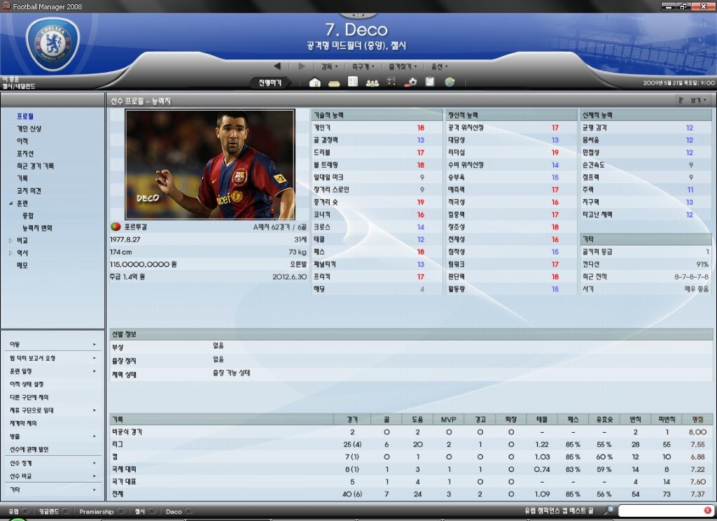 첼시 08-09시즌 2연속 트레블 달성! - FM2008 팀 이야기 - 챔피온쉽 매니저 - 대한민국