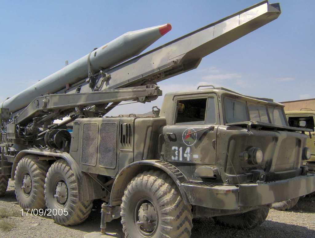 Russian 9P113 TEL w/9M21 Rocket of 9K52 Luna-M Short-range artillery ...