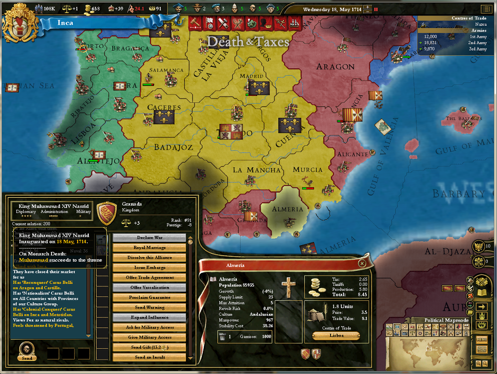 [Death and Taxes 9.2] 잉카 제국 플레이 AAR. XLII - Inca no Shiranai Monogatari ...